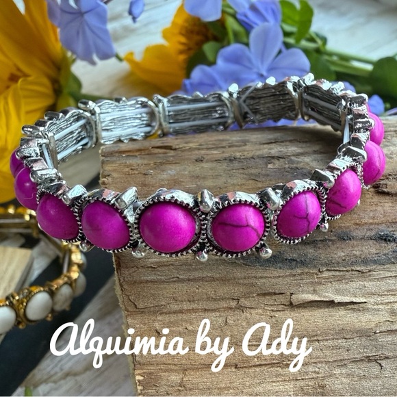 Alquimia | Jewelry | Hot Pink Turquoise Bracelet | Poshmark